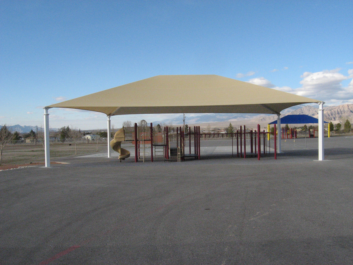 Hip Roof Shade Structure with 4 Posts and 12 Foot Entry | WillyGoat ...